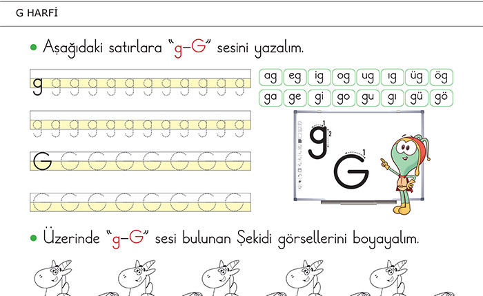 1. Sınıf - G Harfi - İlk Okuma Yazma - Ödevi | Morpa Kampüs