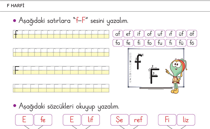 1. Sınıf - F Harfi - İlk Okuma Yazma - Ödevleri | Morpa Kampüs