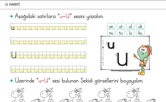 1. Sınıf - U Harfi - İlk Okuma Yazma - Ödevi | Morpa Kampüs