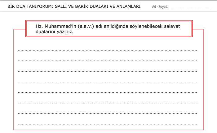Bir Dua Tanıyorum: Salli ve Barik Duaları ve Anlamları - 4. Sınıf Din ...